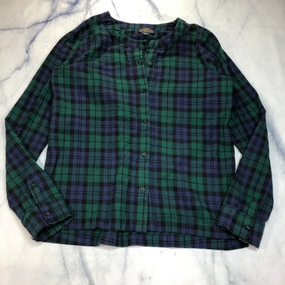 Pendleton | Tops | Pendleton Blue Green Cotton Button Up Flannel | Poshmark